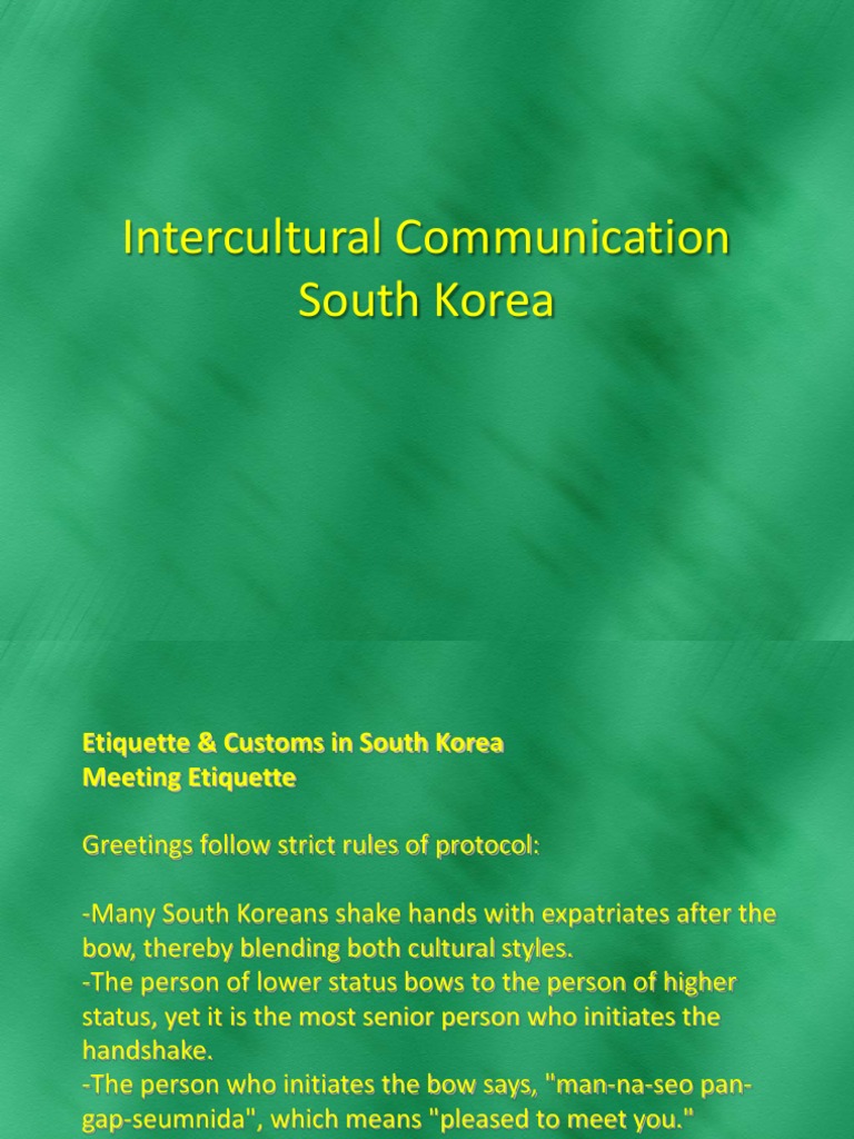Intercultural Communication - South Korea | PDF | Etiquette | Social ...