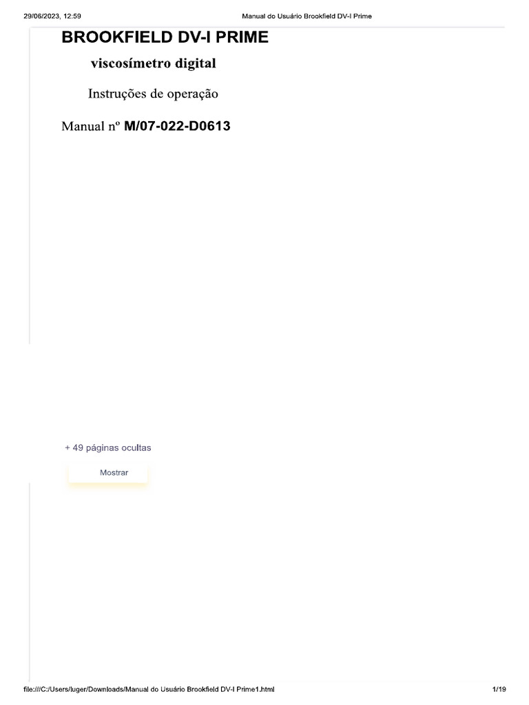 Brookfield DV-I Prime Portugues | PDF