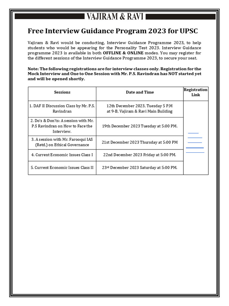 Free Interview Guidance Program 2023 For UPSC V2 3e95b275a7 | PDF