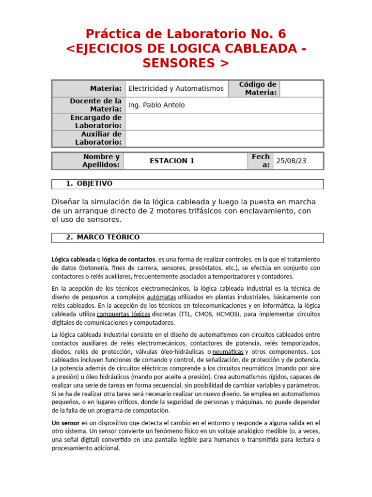 Práctica de Laboratorio No 6 | PDF