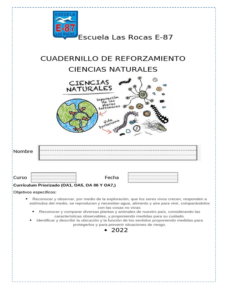 Cuadernillo de Ciencias Naturales Segundos Años 2022 | PDF