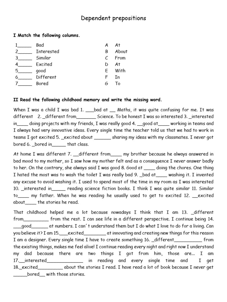 Dependent Prepositions | PDF