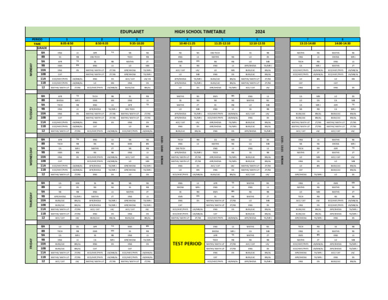 Timetable 2024 V4 | PDF