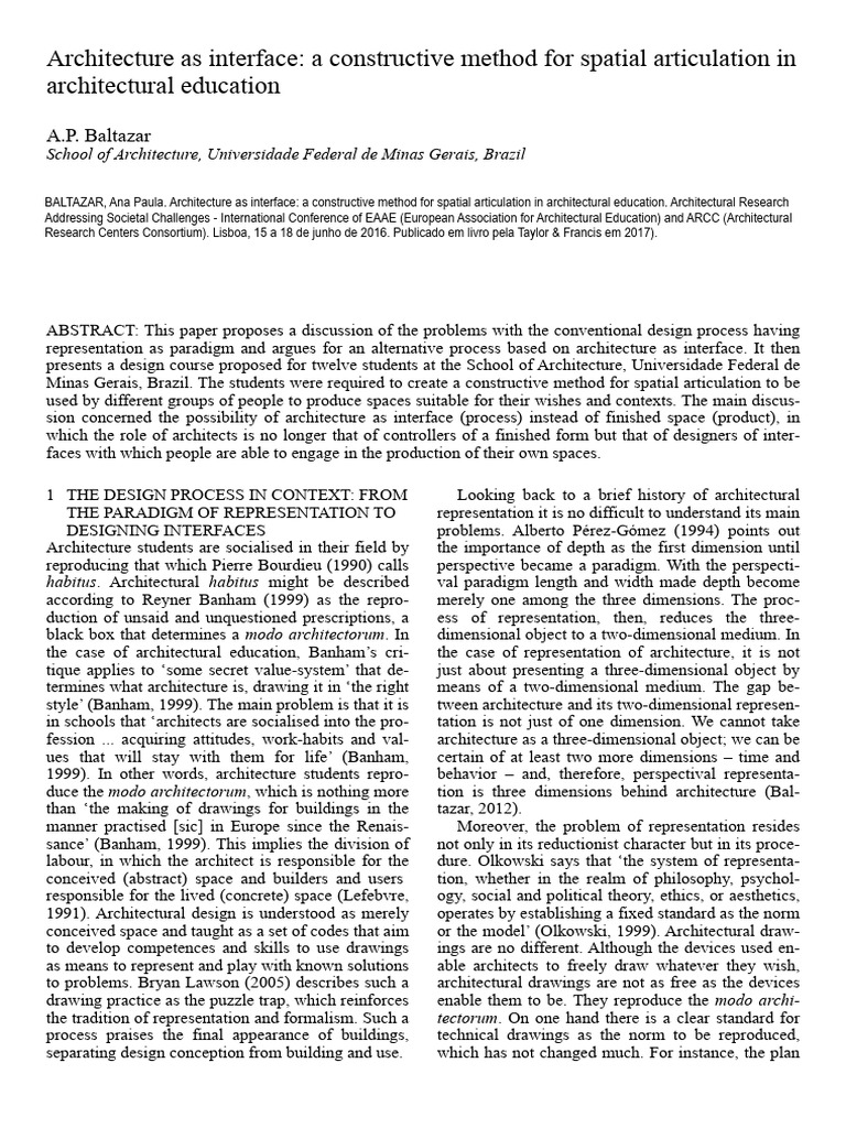 Architecture As Interface A Constructive Method For Spatial ...