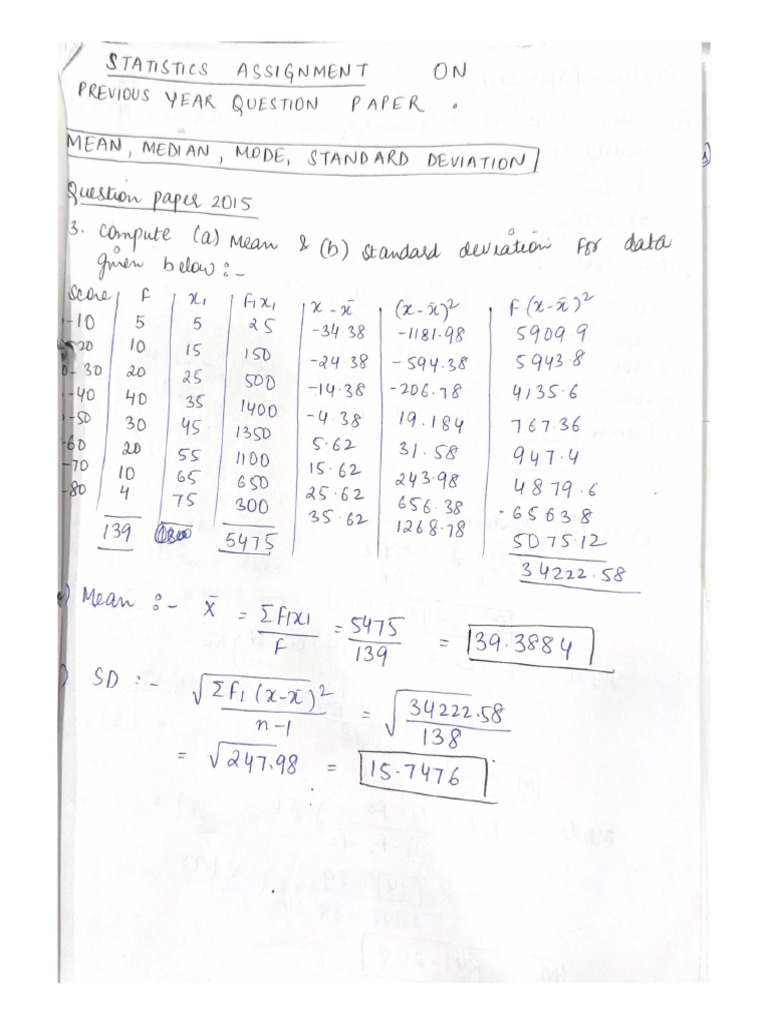Mean Median Mode Standard Deviation Pdf