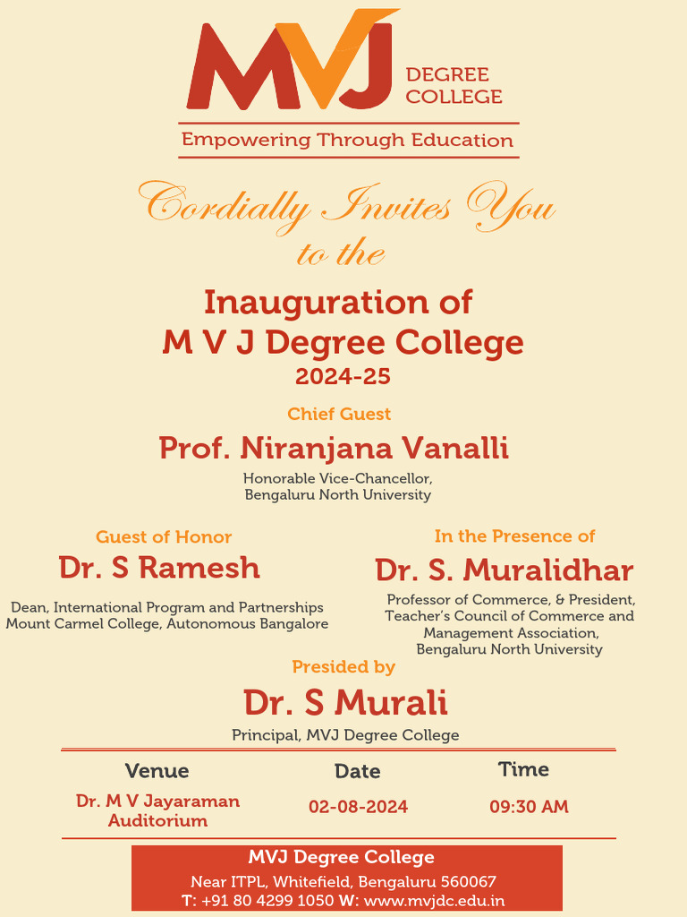 MVJDC Inaugural Invitation 2024-25-31.07.2024 | PDF