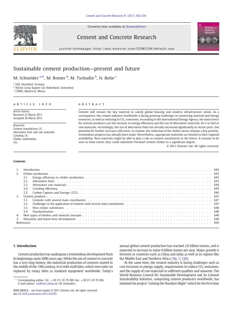 Sustainable Cement Production-Present and Future | PDF | Mill (Grinding ...