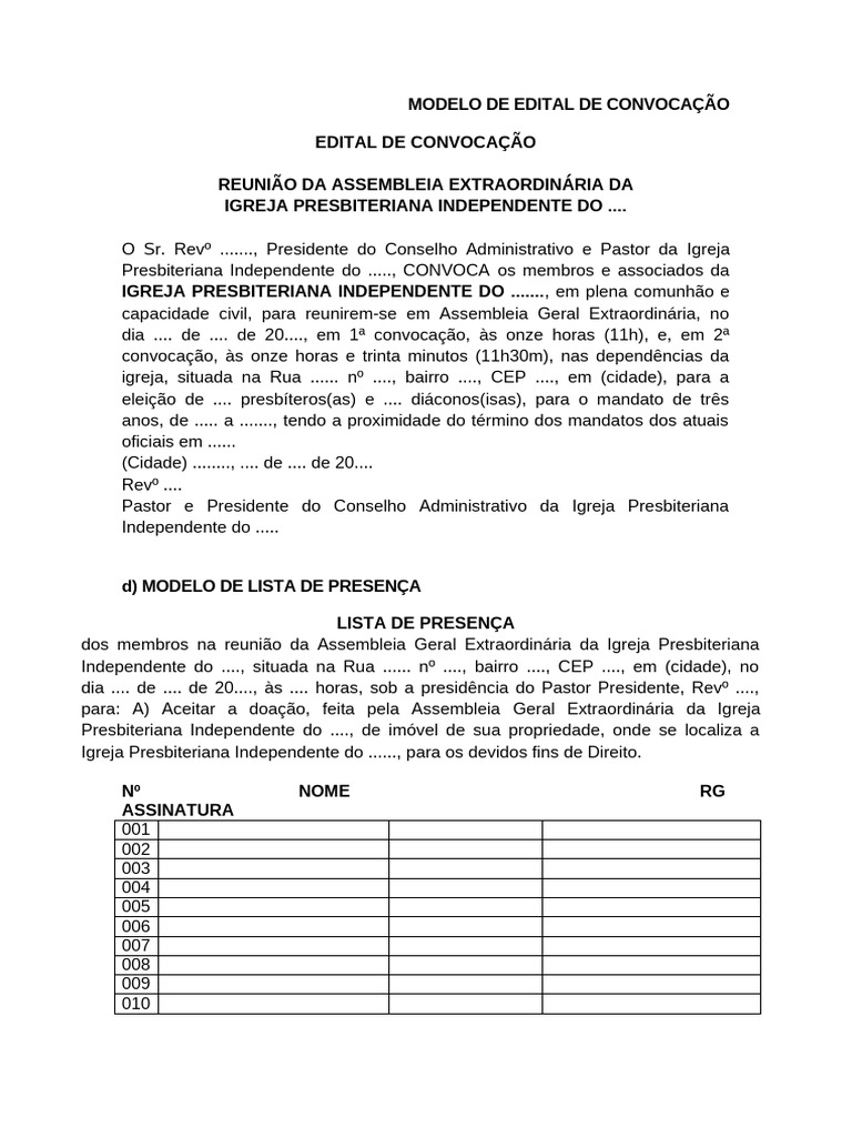 Modelo de Edital de Convocação | PDF