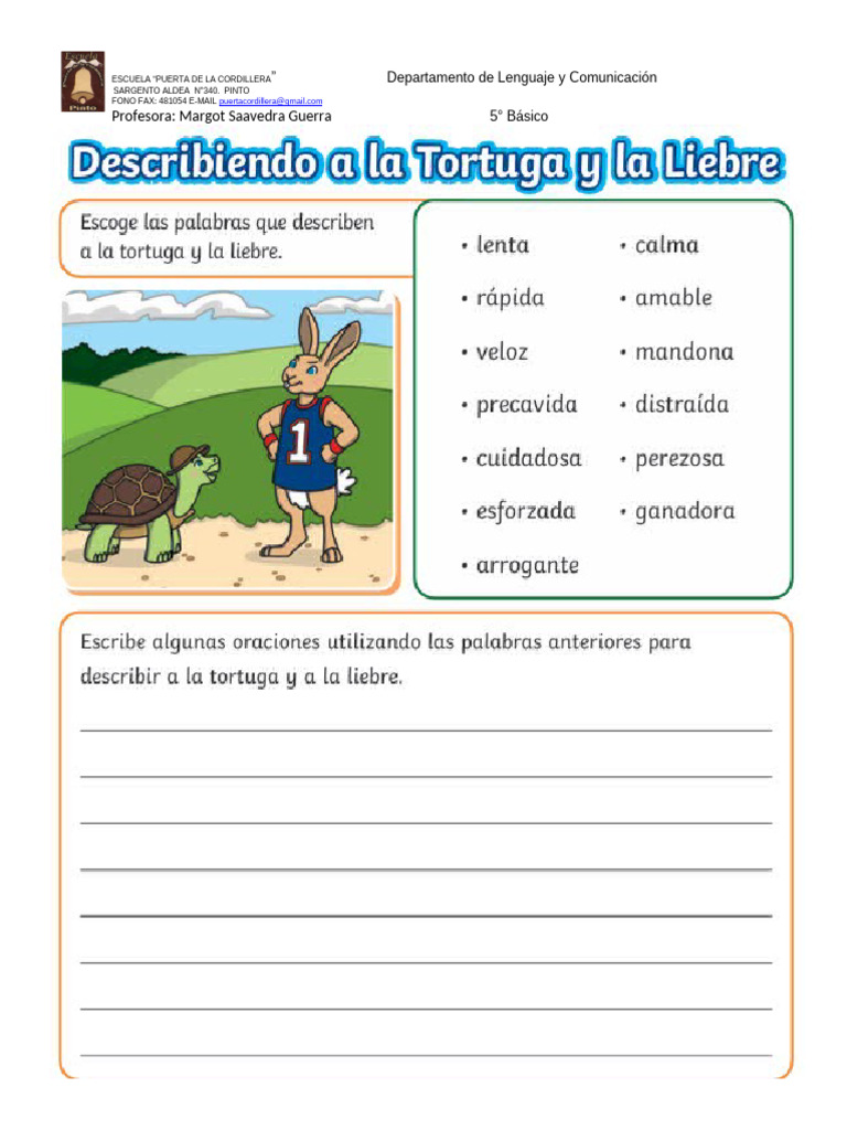 Actividad La Liebre y La Tortuga | PDF