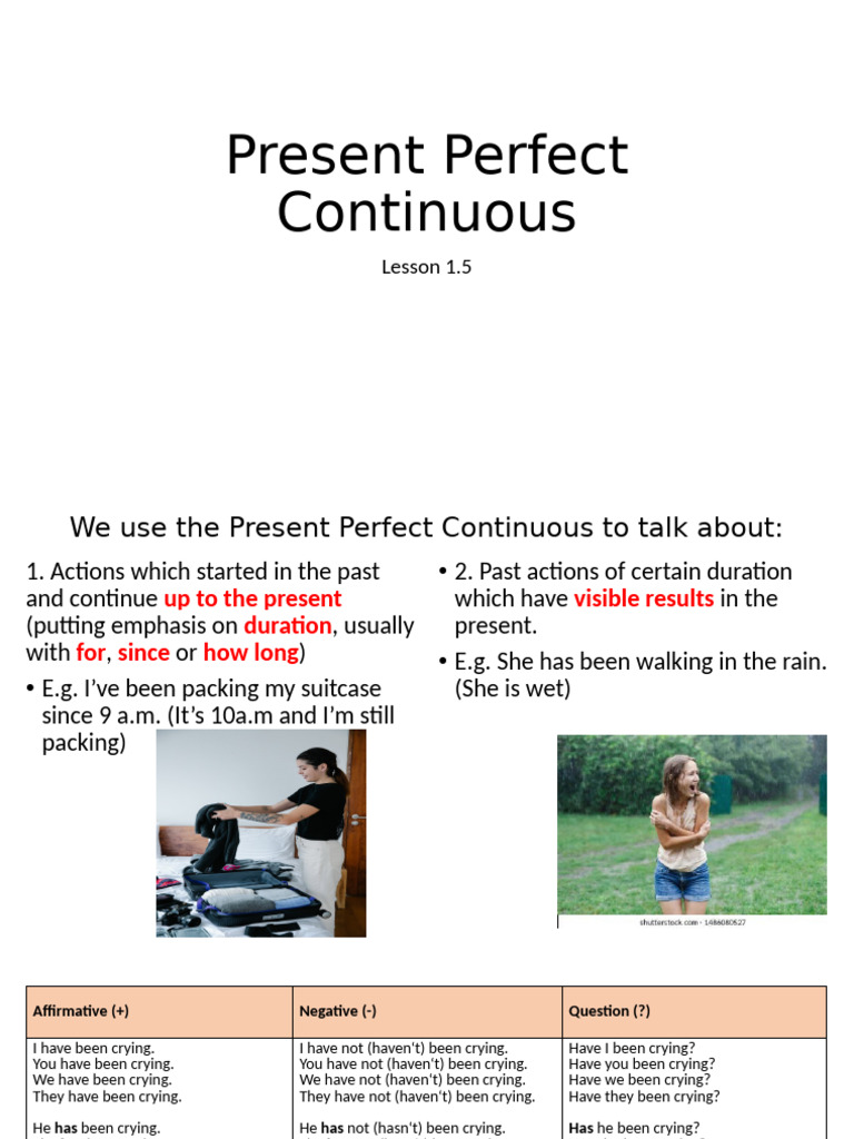 Present Perfect Continuous Explained | PDF | Grammar | Language Arts ...