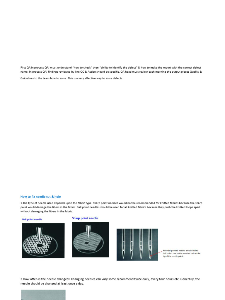 Sewing Defects Solving Process | PDF