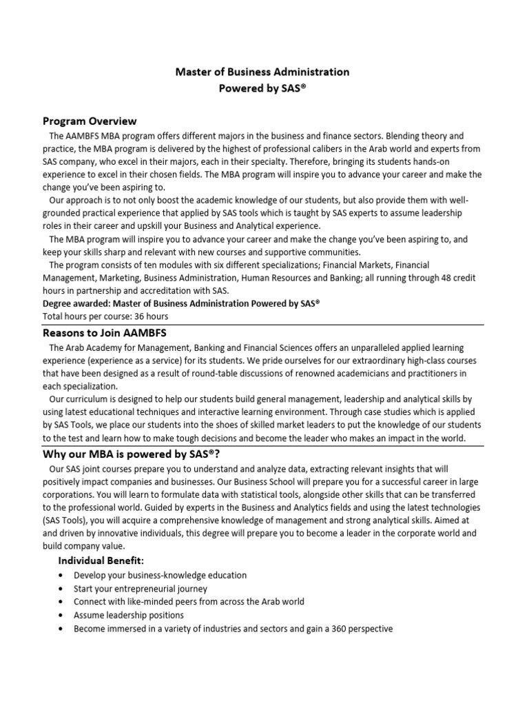 MBA With SAS Letter | PDF