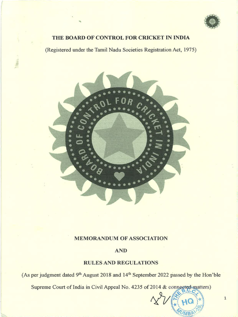 BCCI Constitution | PDF