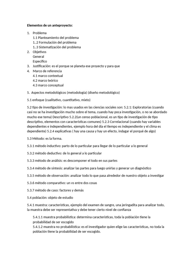 Elementos de Un Anteproyecto | PDF