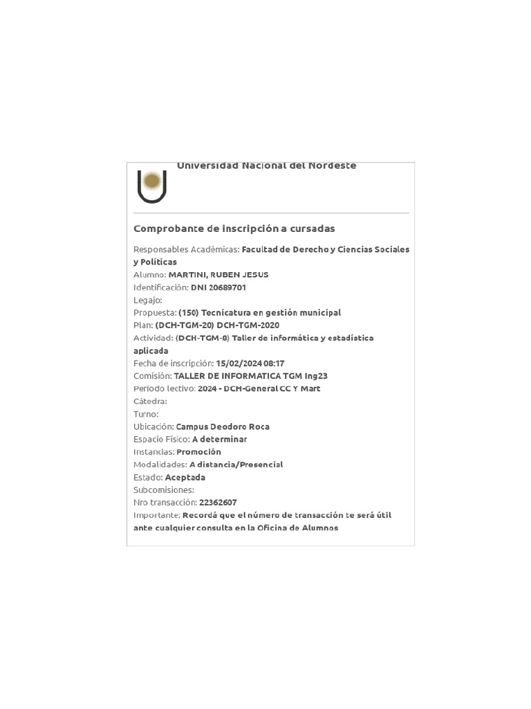 Generar Comprobante | PDF