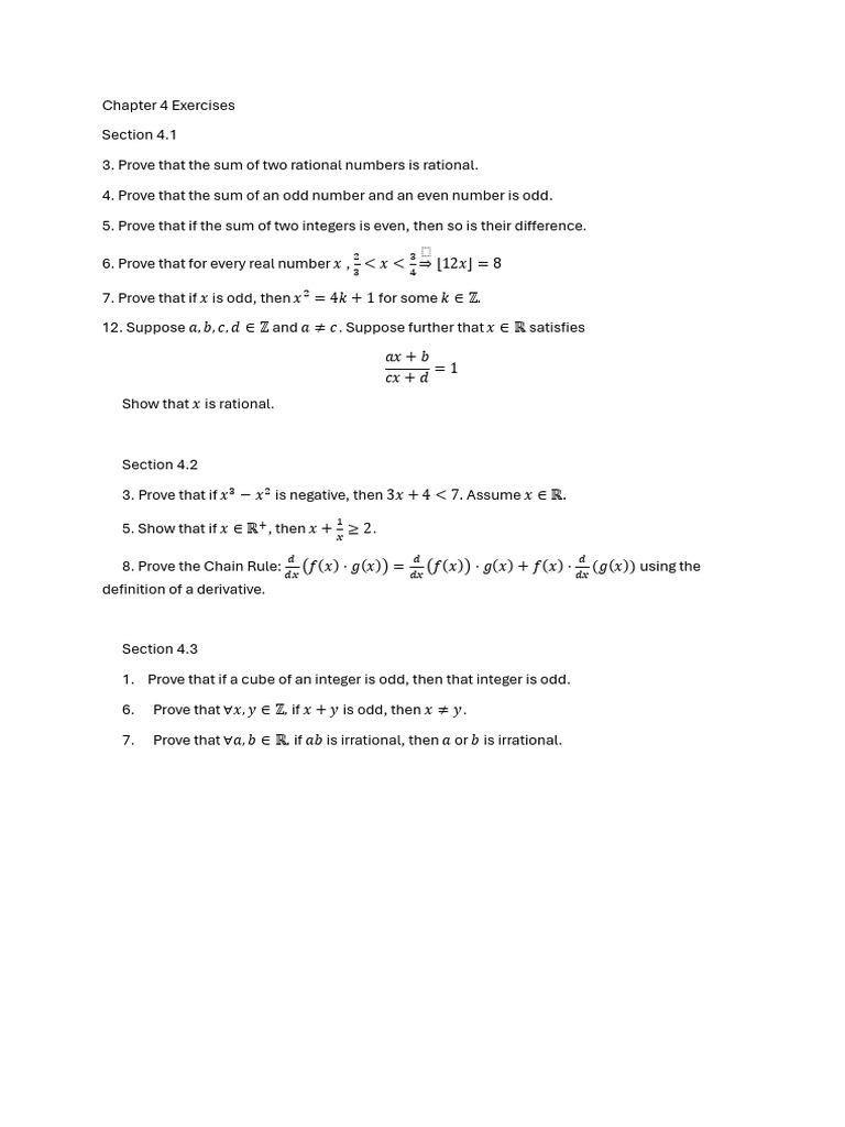 Matm1622 Exercises Chapter 4 Proofs | PDF