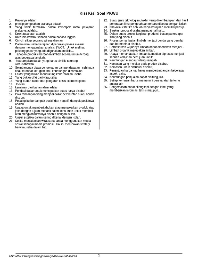 Kisi2 PKWU | PDF