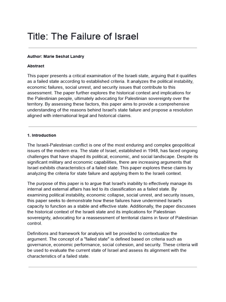 Title - The Failure of Israel | PDF | Failed State | State (Polity)