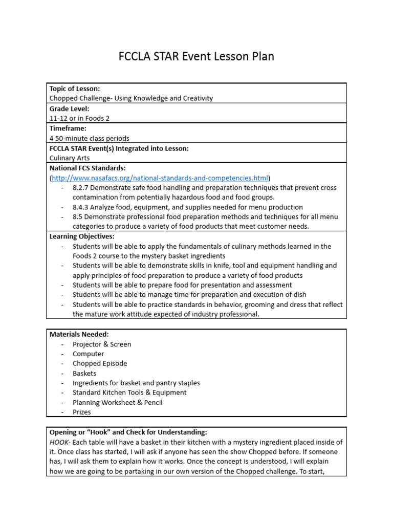 FCCLA.STAR.Event.Lesson.Plan | PDF