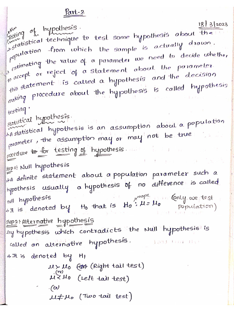 Unit 3 Part Btesting Of Hypothesis Pdf