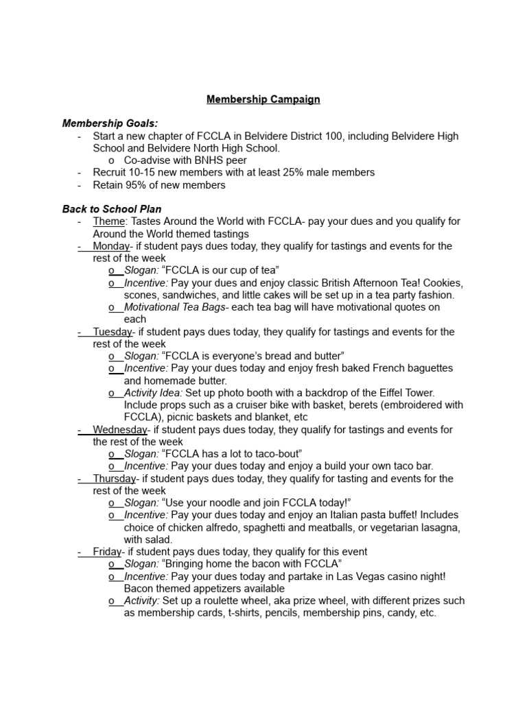 Membership Campaign FCCLA | PDF