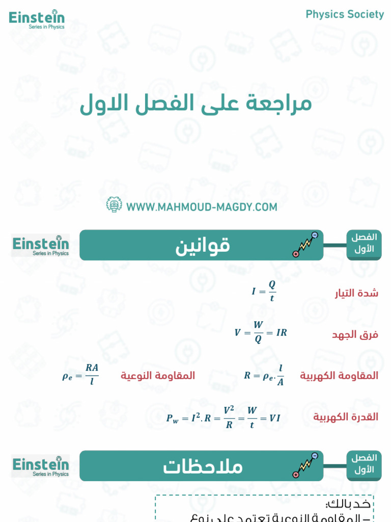 مذكره الفصل الأول محمود مجدي فيزياء تالته ثانوي Pdf