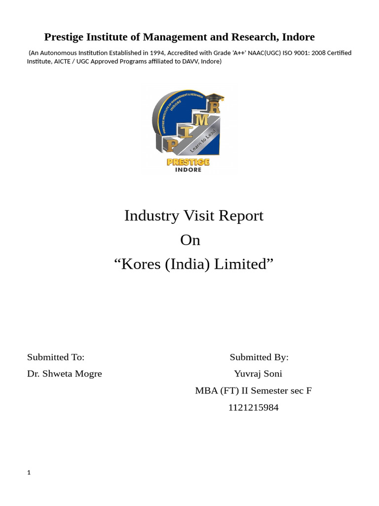 Yuvraj Soni FT F, Industrial Report | PDF
