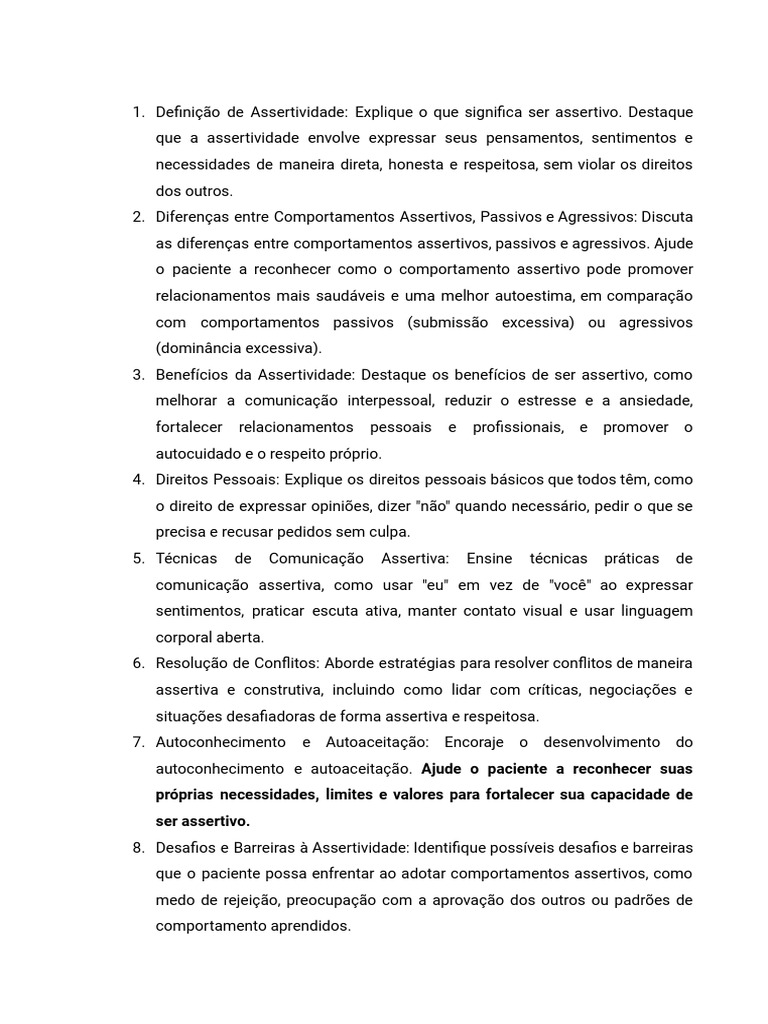 Treino de Assertividade | PDF