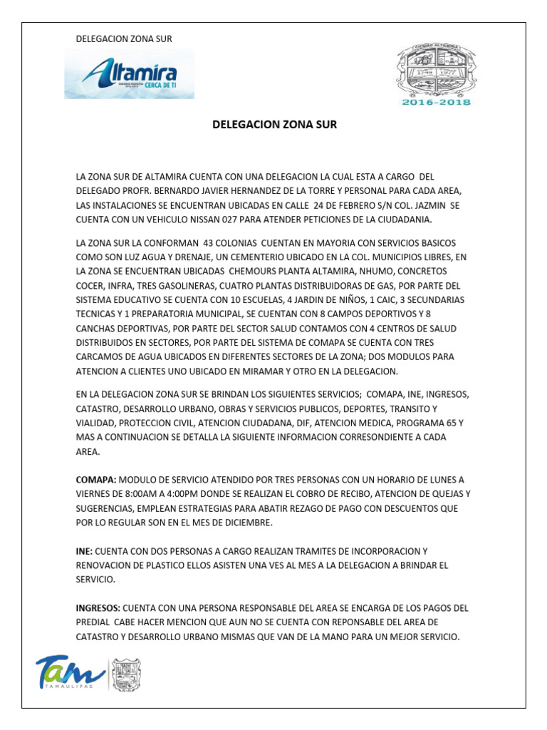Plan de Trabajo Delegacion Zona Sur PDF | PDF