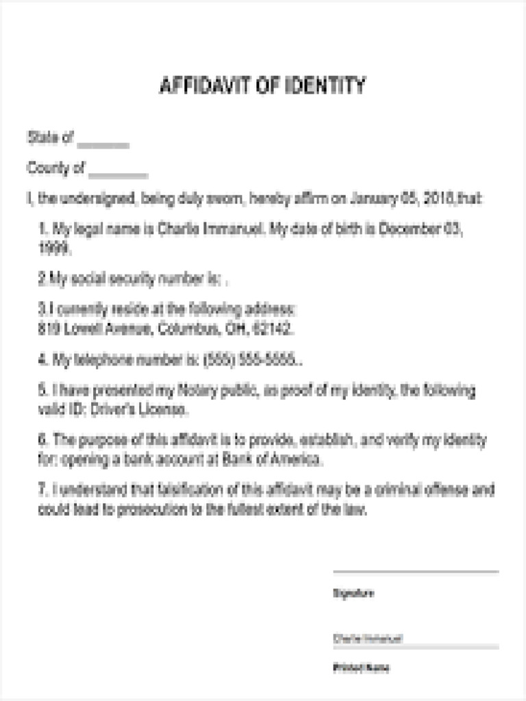 Affidavit of Identity | PDF