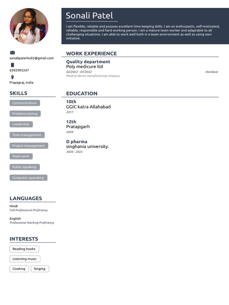 Sonali's Resume | PDF