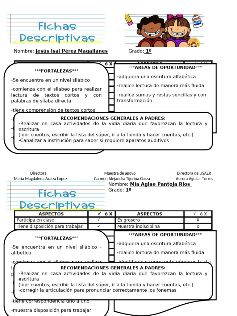 Fichas Descriptivas Rezago 2022 | PDF | Comunicación humana | Aprendizaje