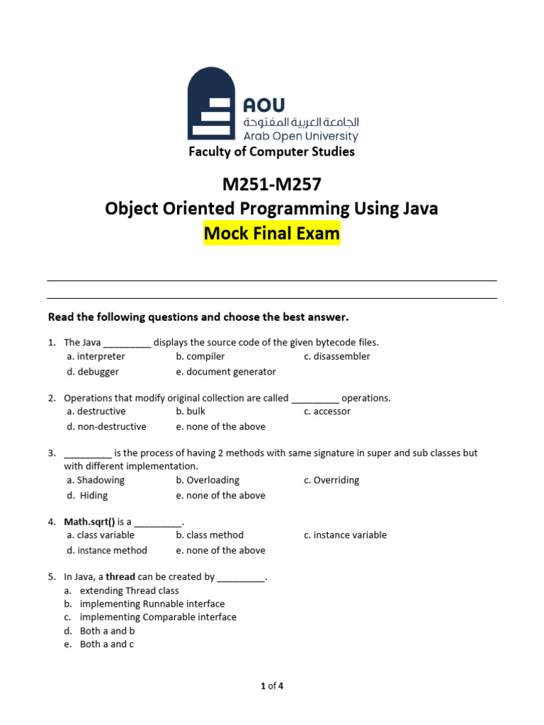 M251-M257 - Mock Final Exam | PDF