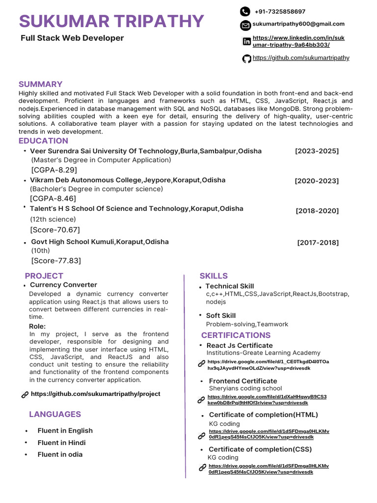 Sukumar Resume PDF | PDF