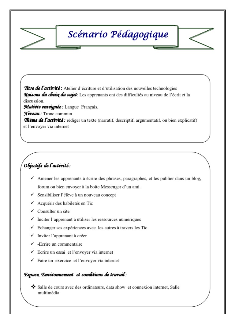 scenario Pédagogique | Technologies de l'information et de la ...
