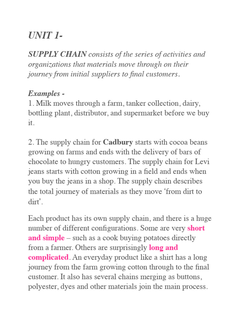 Logistic & SCM UNIT I | PDF