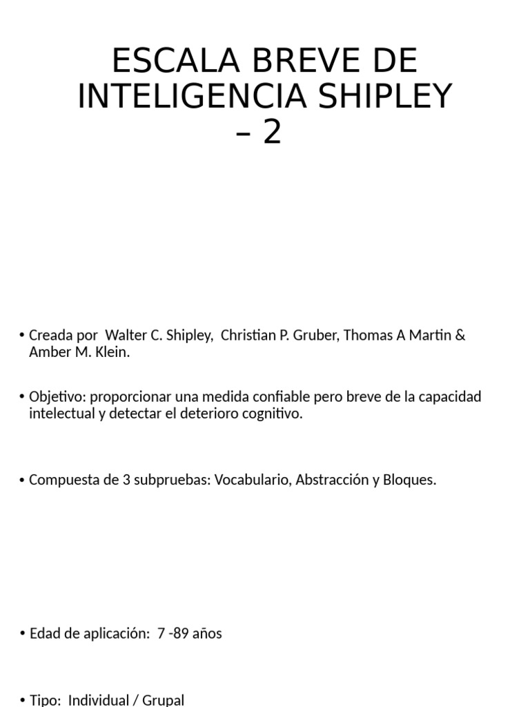 Escala Breve de Inteligencia Shipley - 2 | PDF