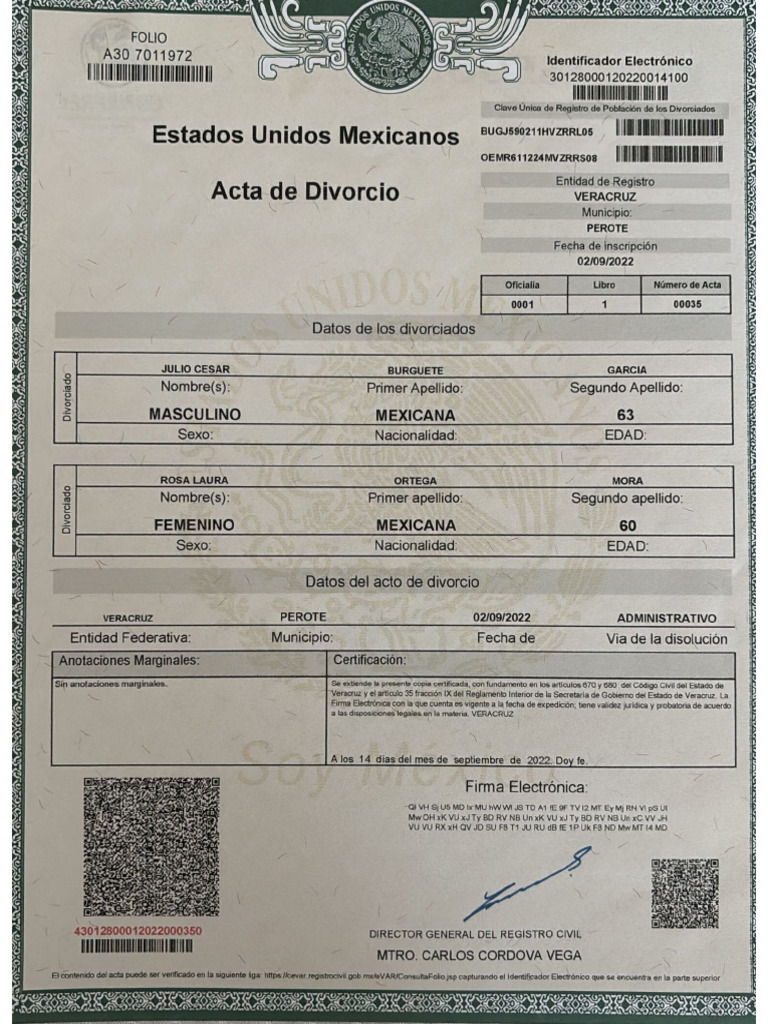 Julio Acta de Divorcio | PDF