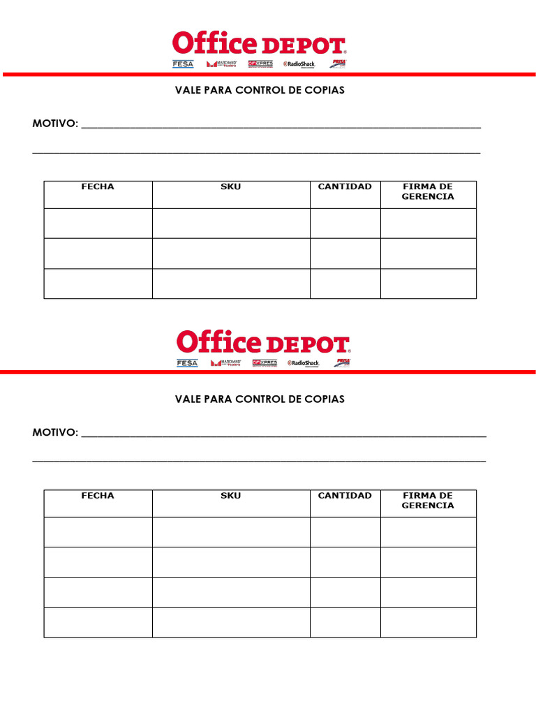 Formato Vale para Control de Copias. | PDF