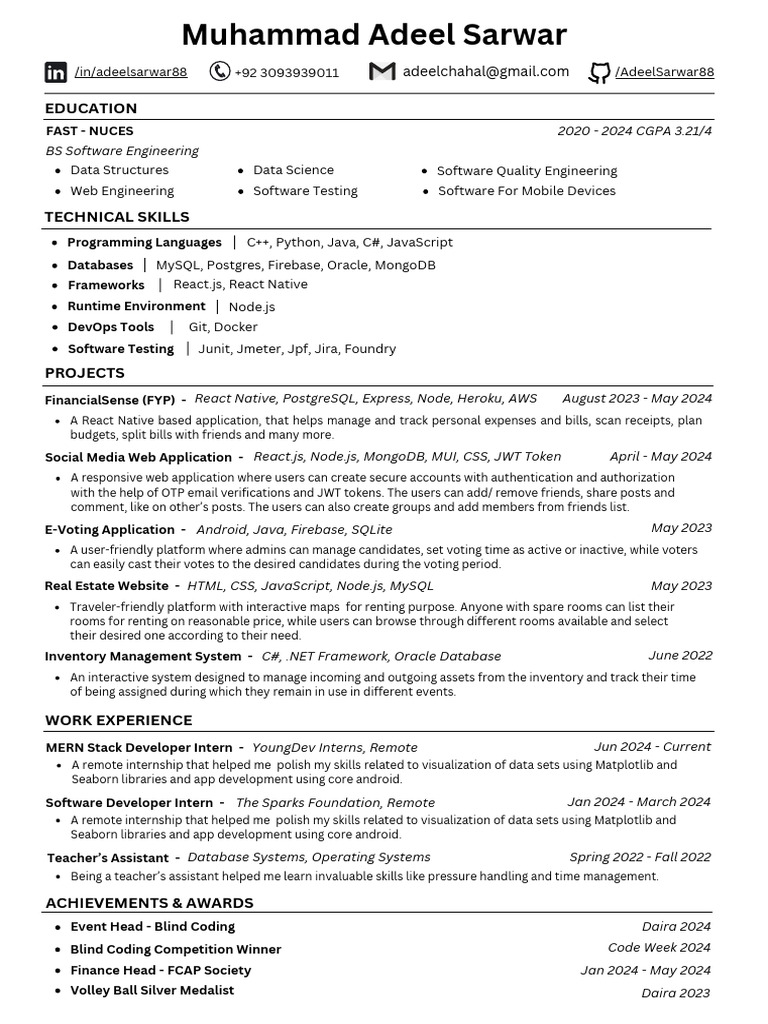 Muhammad Adeel Sarwar Resume | PDF