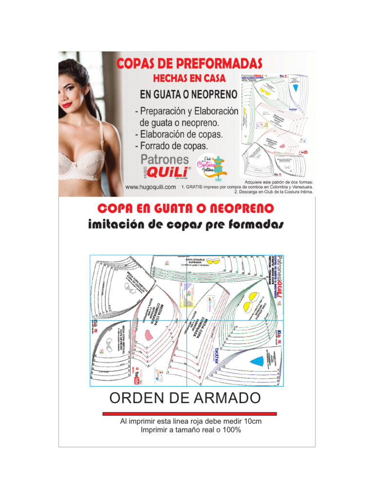 Patrones de Copas en Guata o Neopreno | PDF