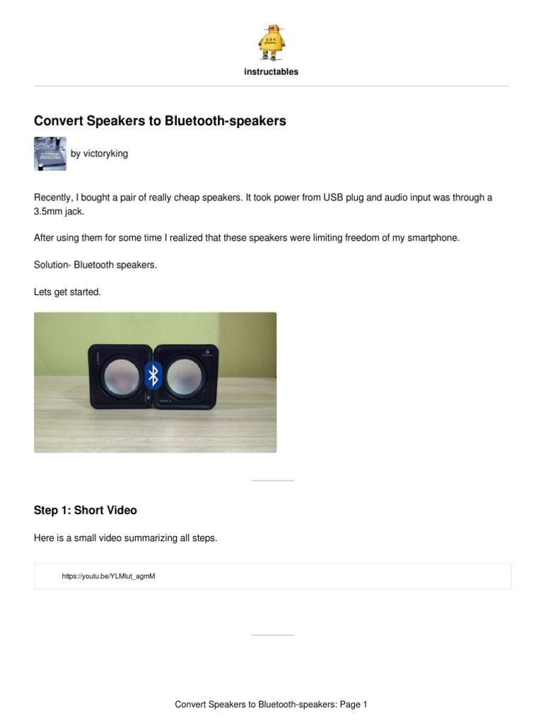 Convert Speakers To Bluetooth Speakers | PDF | Printed Circuit Board | Loudspeaker
