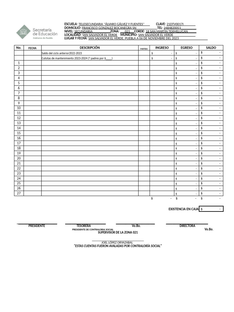 Formatos Corte De Caja Pdf
