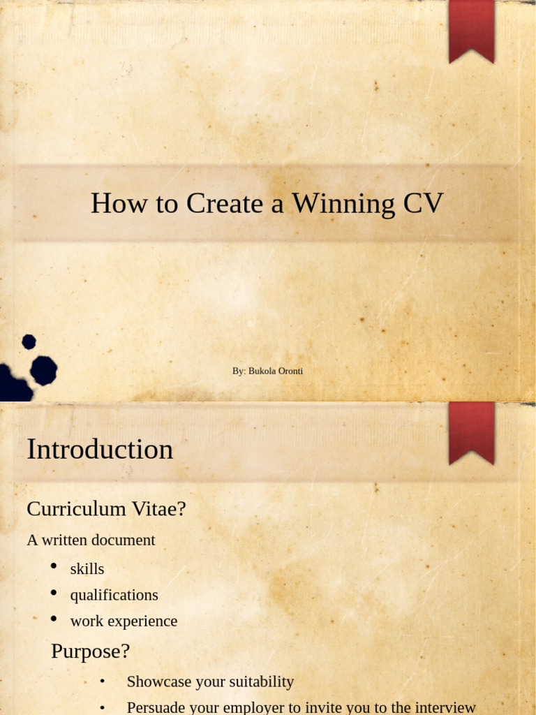 Creating a Winning CV - CoF Youth Sunday March2024 | PDF
