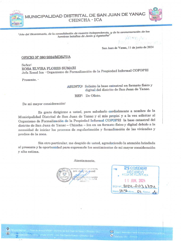 Oficio #O80 Cofopri | PDF