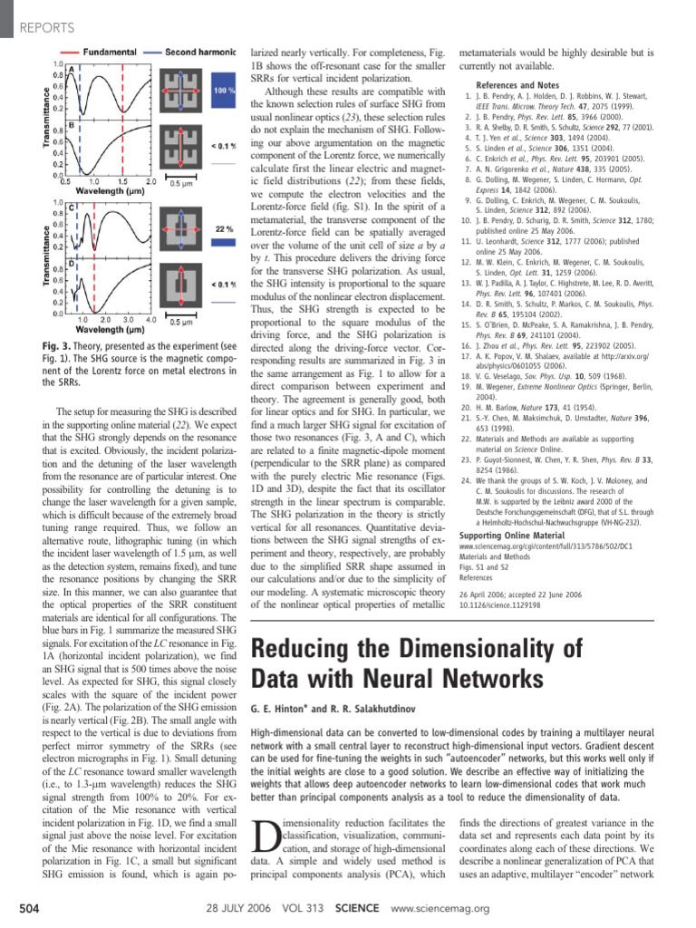 Hinton, Salakhutdinov - Reducing The Dimensionality of Data With Neural Networks | PDF