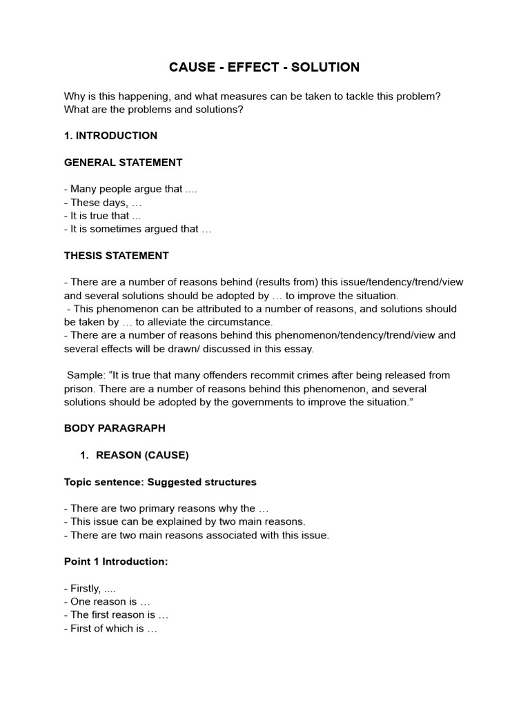 Cause - Effect - Solution | PDF