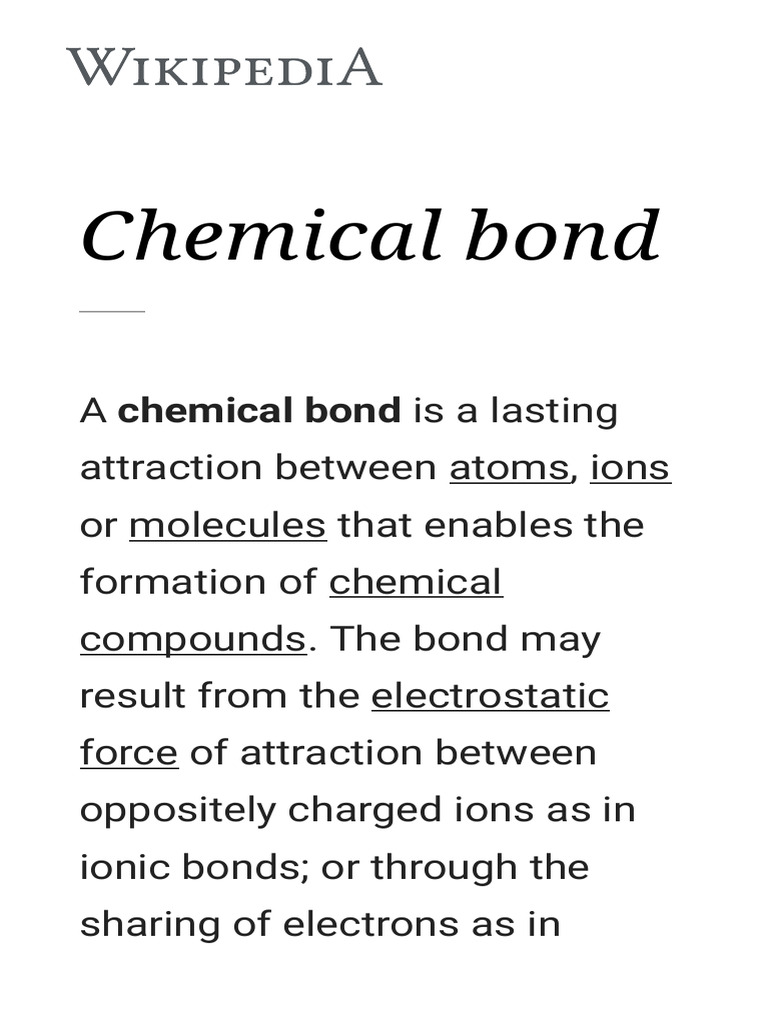 Chemical Bond | PDF