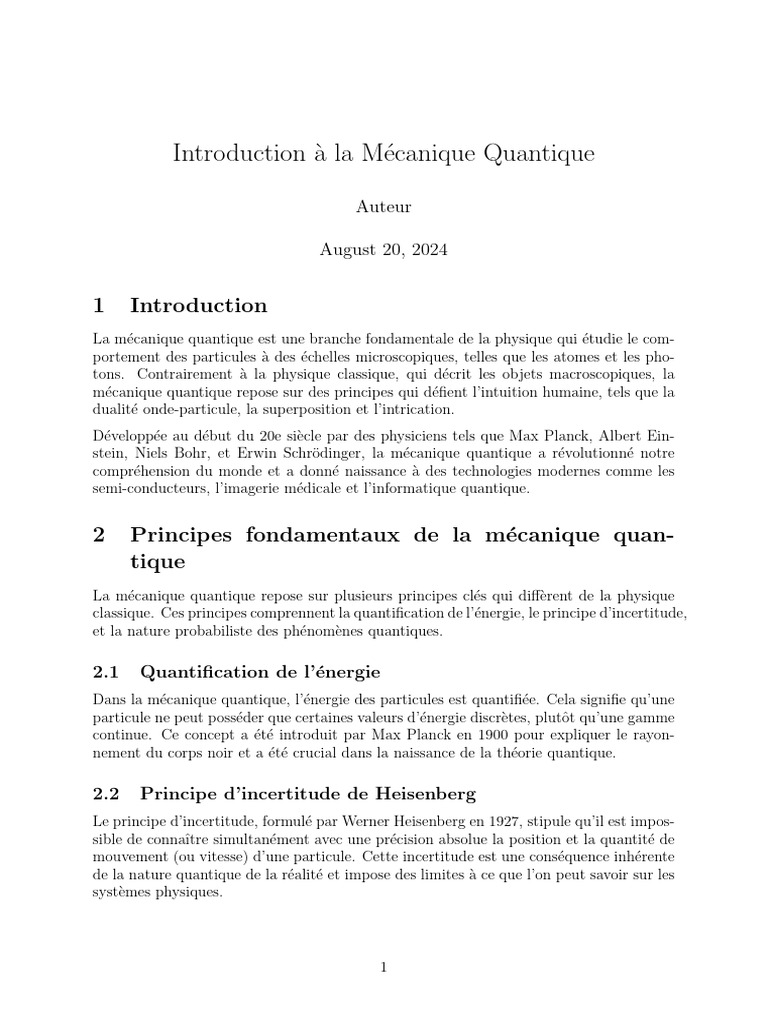Mécanique Quantique | PDF