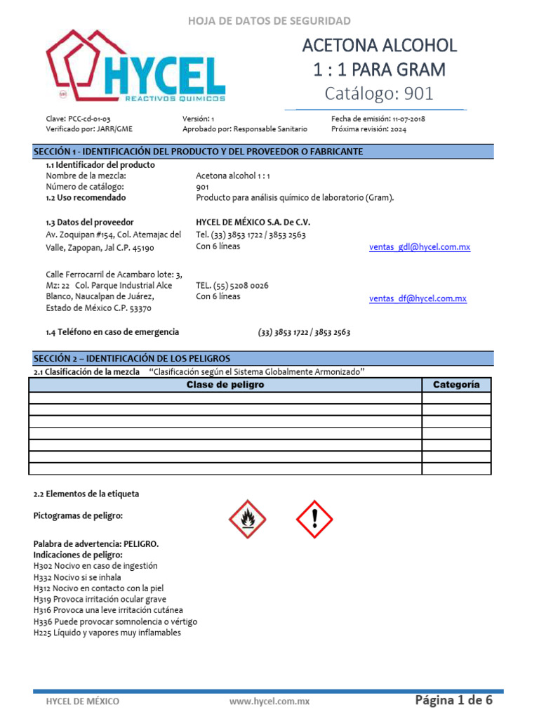 Acetona Alcohol | PDF | Agua | Residuos